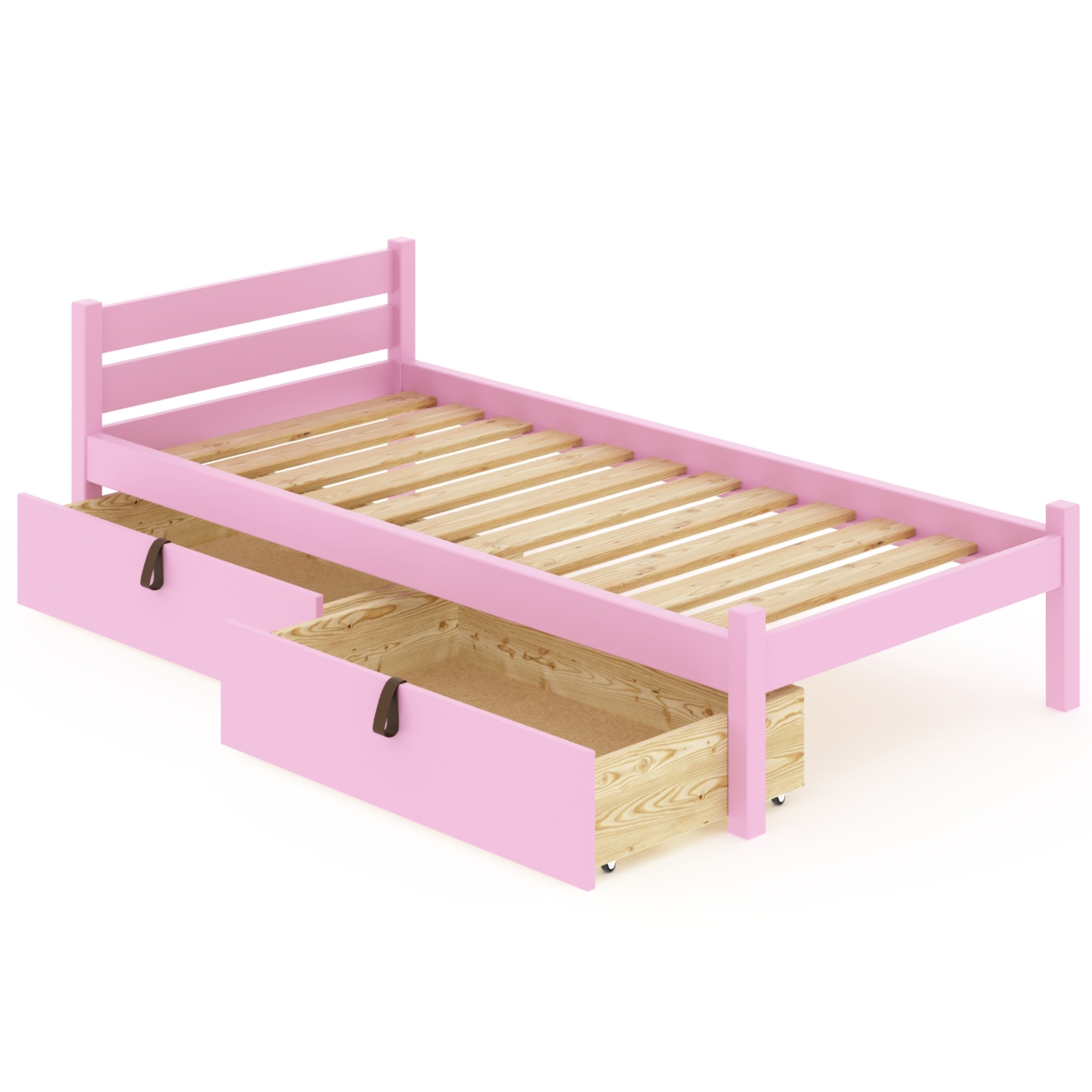 Кровать Solarius Классика с реечным основанием 200х100 с 2 выкатными ящиками, розовый