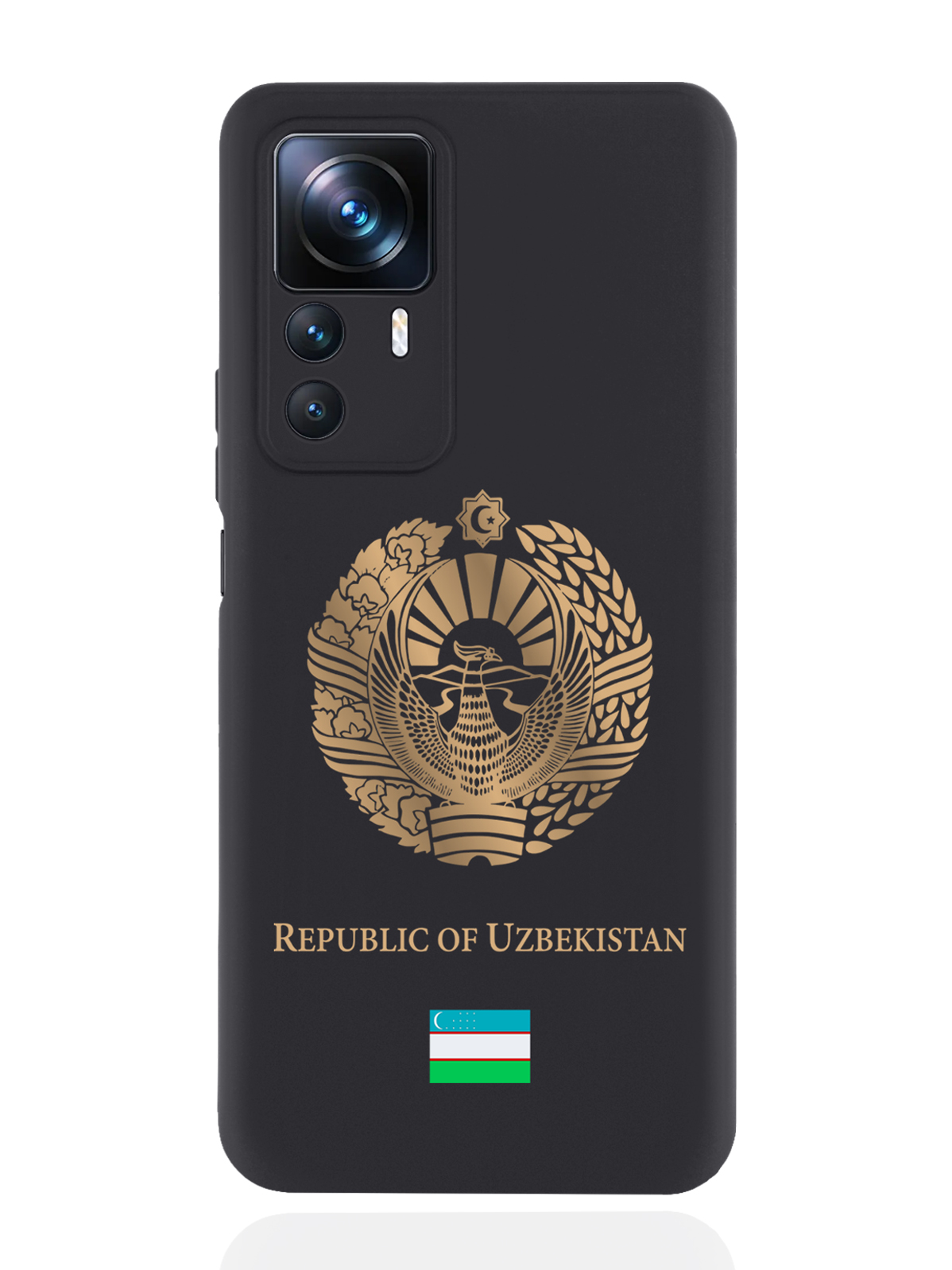 Чехол SignumCase для Xiaomi 12T Золотой Герб Узбекистана черный