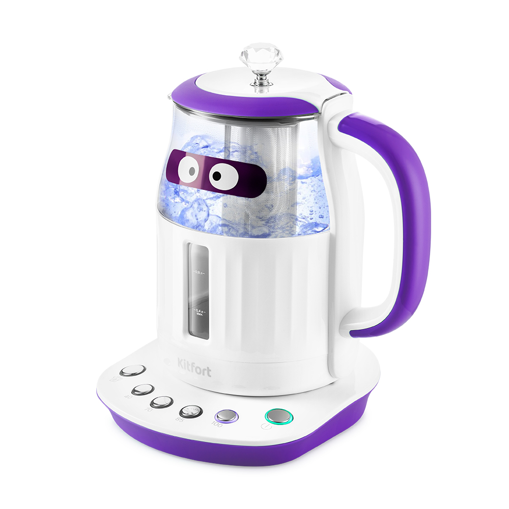 Чайник электрический Kitfort КТ-6129-1 1.5 л White, Transparent, Purple