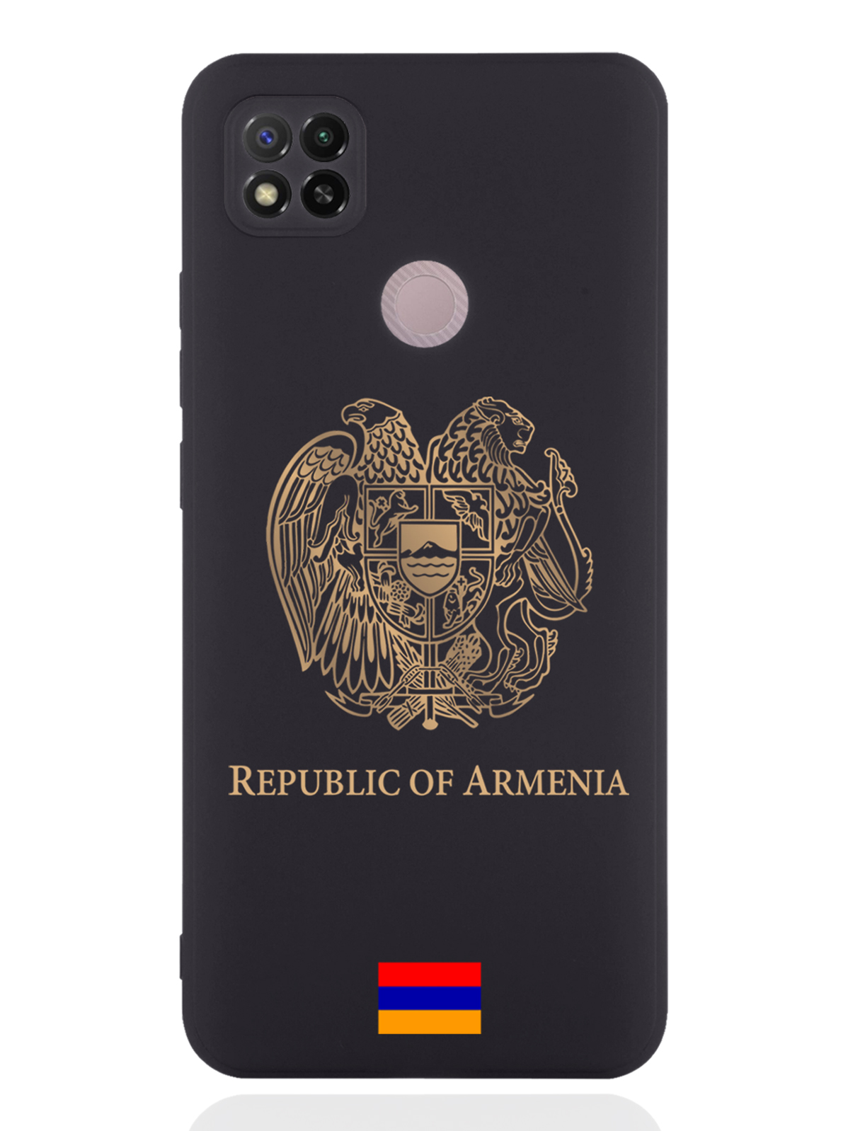 Чехол SignumCase для Xiaomi Redmi 9C Золотой Герб Армении черный