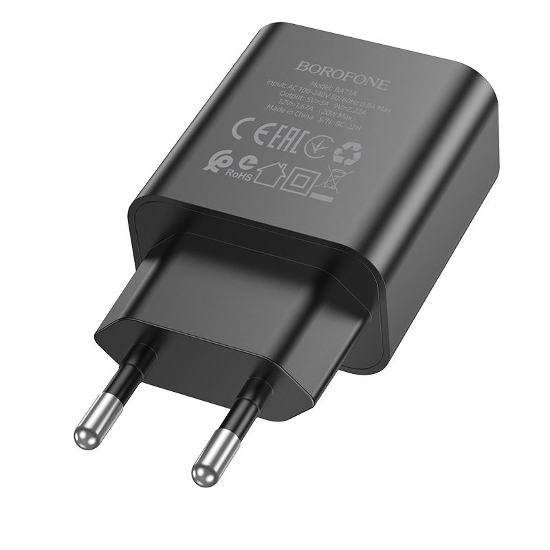 Сетевое зарядное устройство Borofone BA71A 1xUSB Type-C 3 А черный