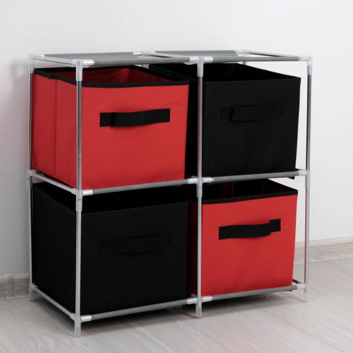 Стойка для хранения одежды Доляна, 4 короба, 60x29x60 см, цвет красно-чёрный