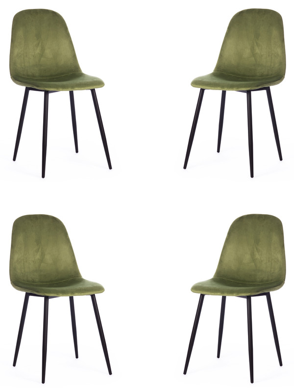 Комплект стульев (4шт.) TetChair BREEZE (mod. 4724), вельвет/металл, зеленый / натуральный