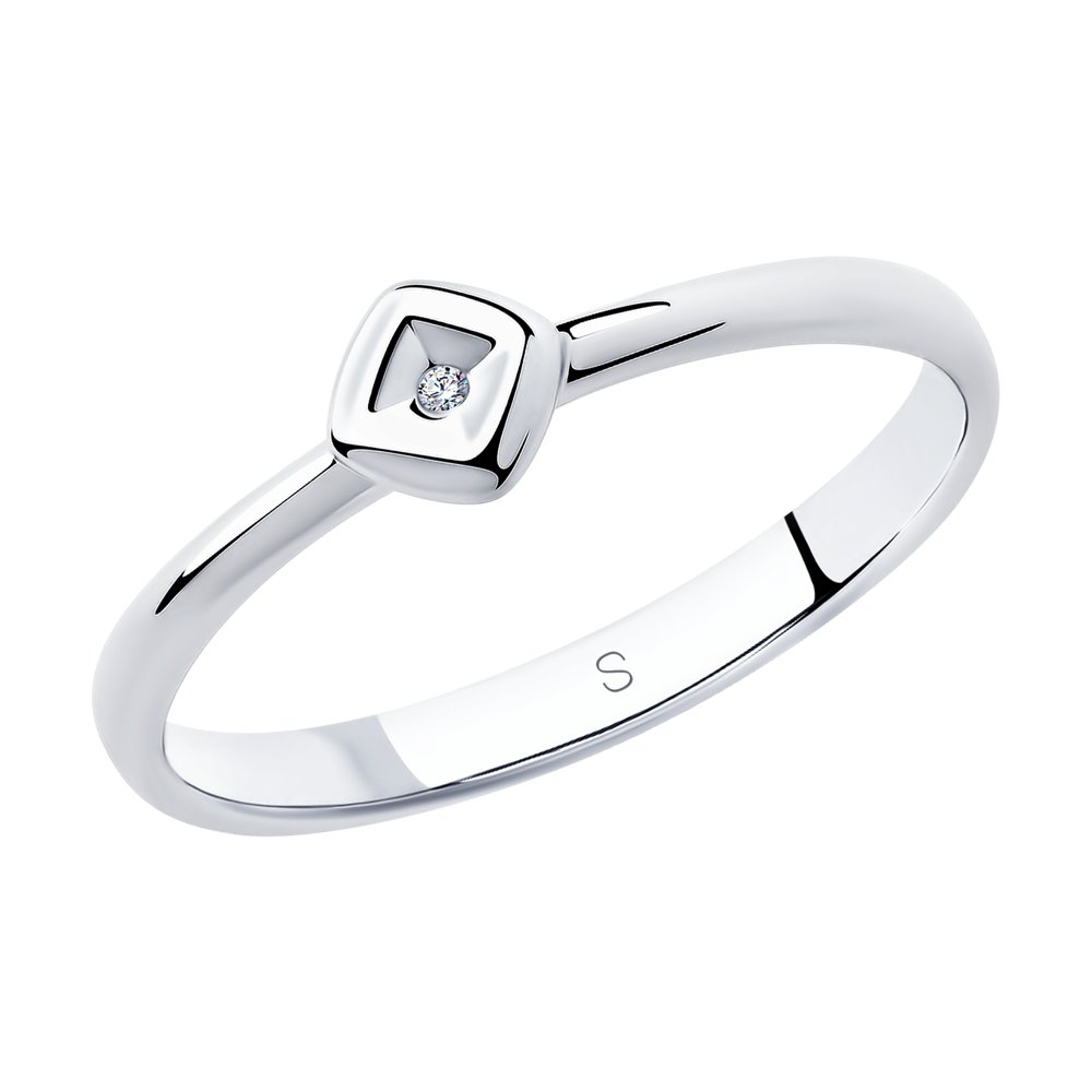 Кольцо из серебра с бриллиантом р. 18.5 SOKOLOV 87010025