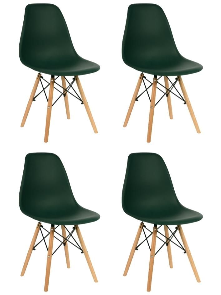 Стул для кухни СтулБержи EAMES DSW, деревянные ножки, 4 шт., темно-зеленый