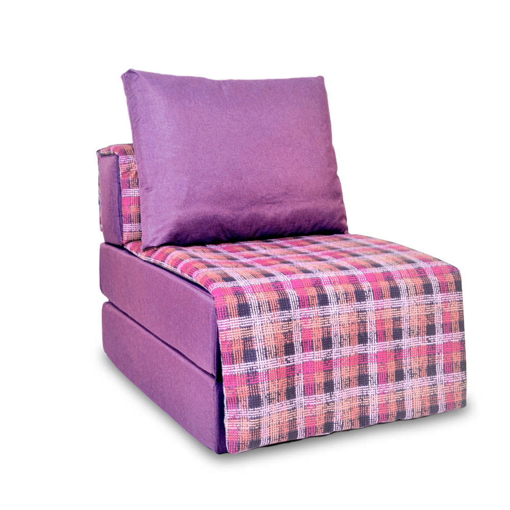 Кресло диван кровать FREEFORM ХАРВИ с накидкой рогожка фукси. Сиреневый Квадро Виолет