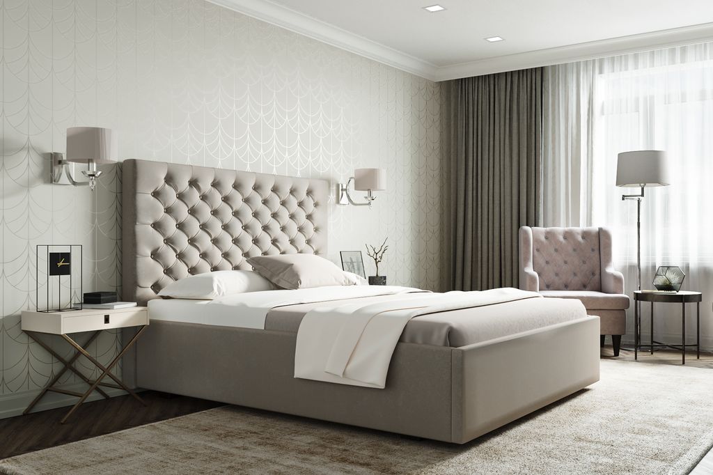 Кровать двуспальная MyCloud Вирджиния, серый, 180x200см