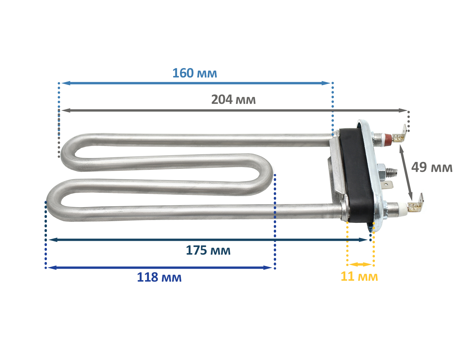 ТЭН LG 3160263 T-CONTROLS 1900W прямой без отверстия