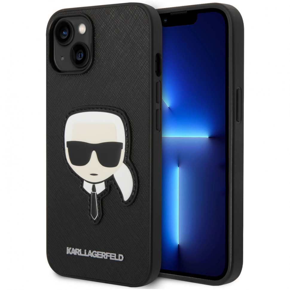 Чехол cg mobile karl lagerfeld pu saffiano karl head patch для iphone 14, black