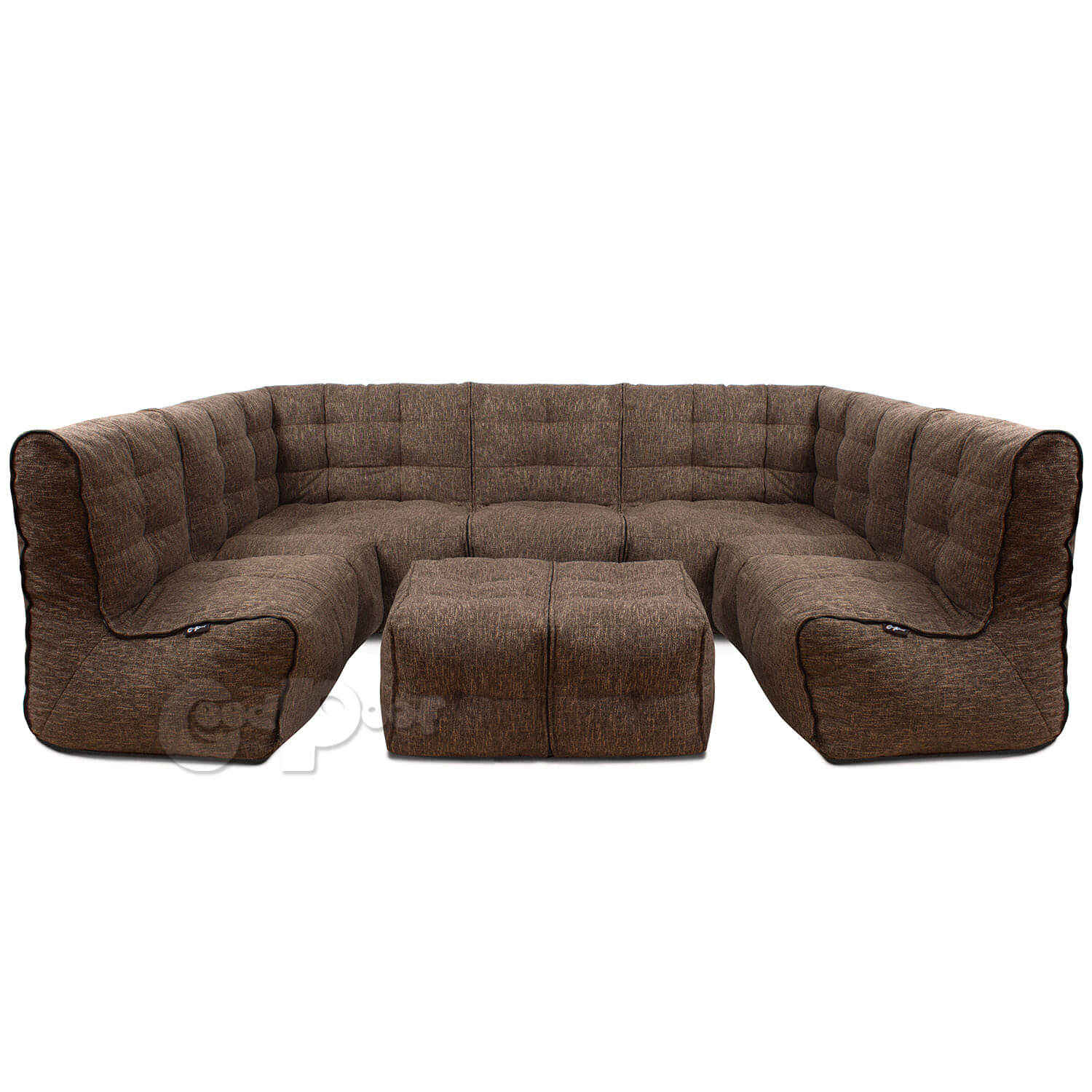 Бескаркасный модульный диван GoodPoof Мод 2L-III+ one size, рогожка, Brown Yarn