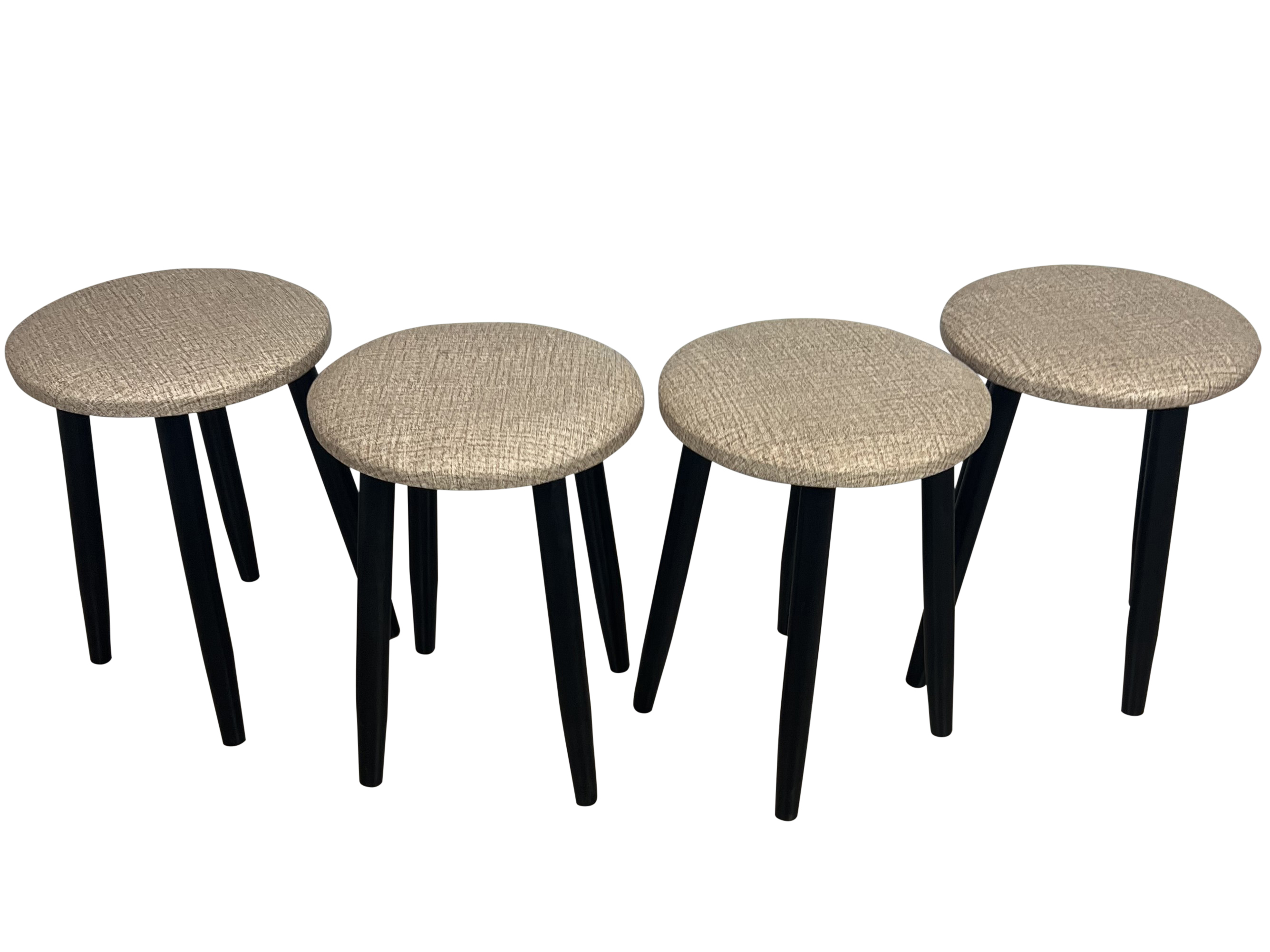 Комплект табуретов Solarius Мокка, круглые сиденья бежевого цвета на черных ножках, 4 шт.