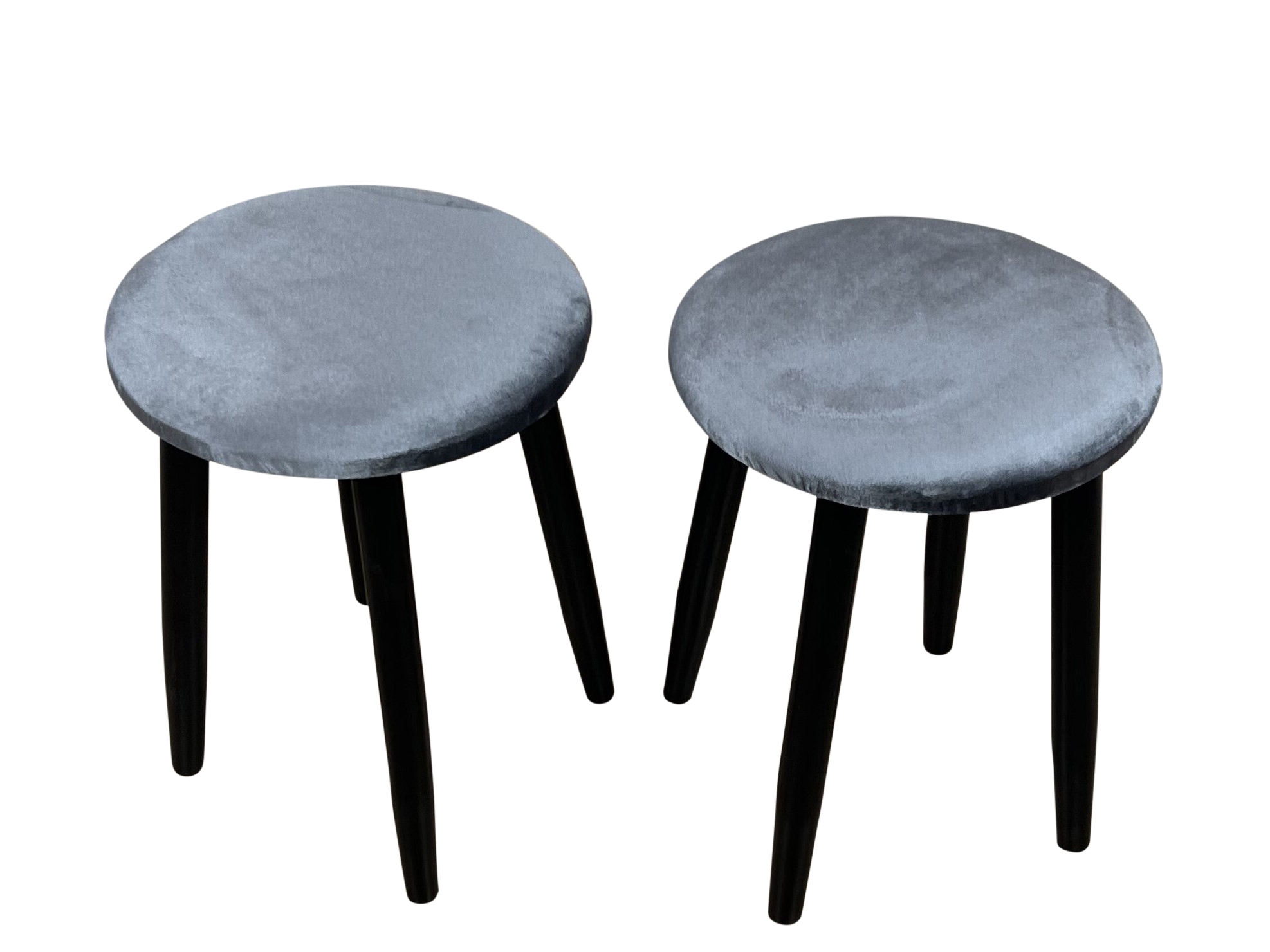Комплект табуретов Solarius Мокка, круглые сиденья серого цвета на черных ножках, 2 шт.