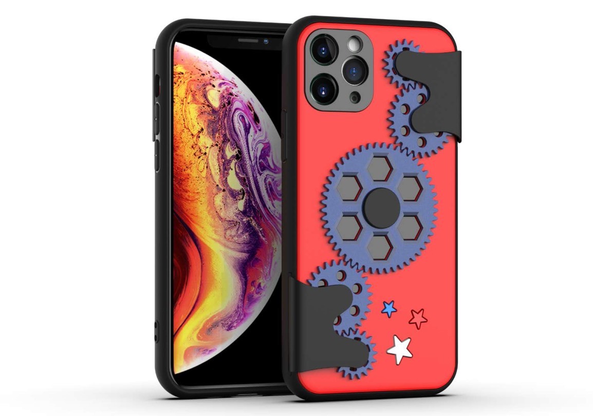 Чехол силиконовый для iPhone XR 6.1" Steampunk (стимпанк) красный с синим