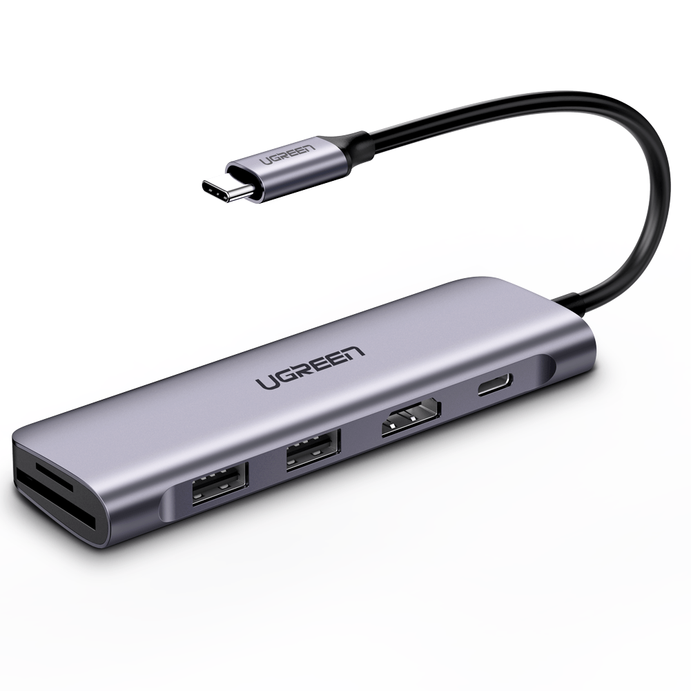 USB концентратор UGREEN 6 в 1 (хаб), HDMI, 2 x USB 3.0, SD/TF, PD (70411)
