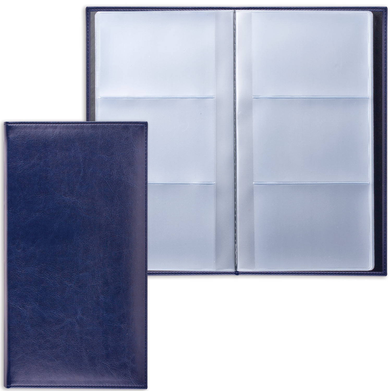 Визитница Brauberg Imperial трехрядная, 144 визитки, под гладкую кожу, синий