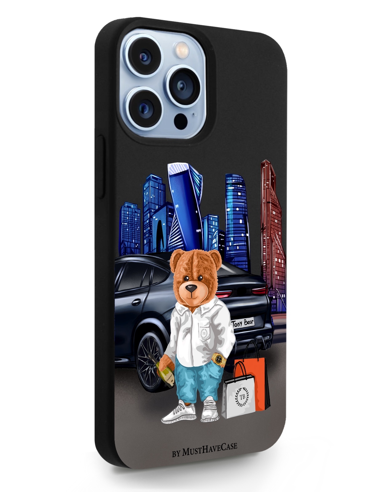 Черный MustHaveCase для iPhone 13 Pro Max Тони Москва Сити черный