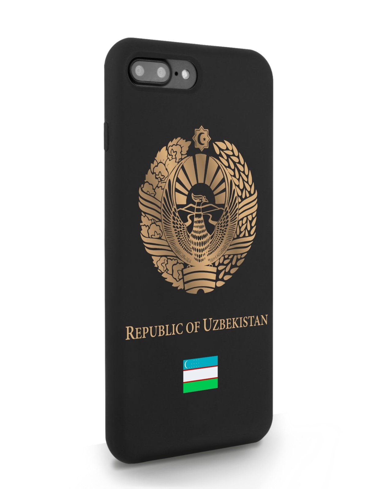 Черный SignumCase для iPhone 7/8 Plus Золотой Герб Узбекистана черный