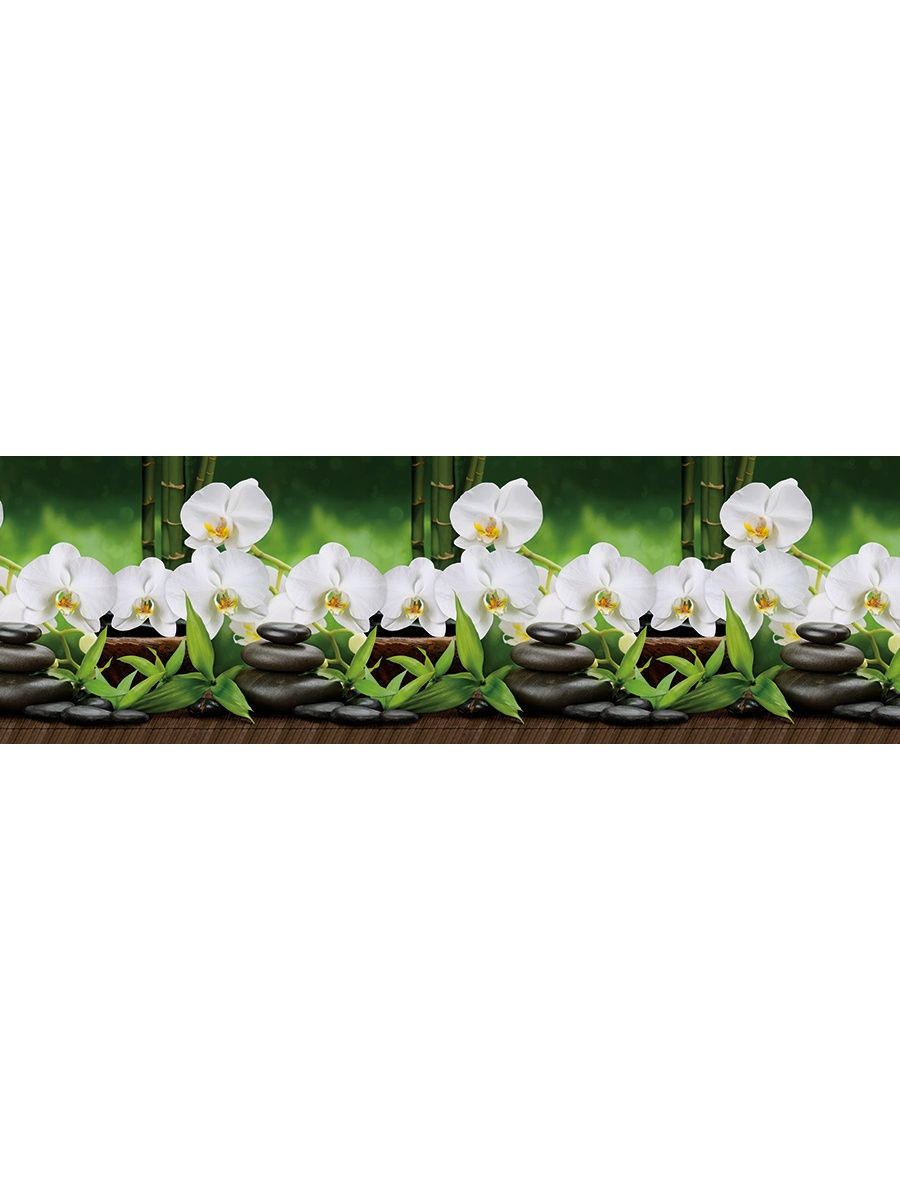 Кухонный фартук Dellitas "Белая орхидея" 1000*600 мм, АБС пластик, термоперевод