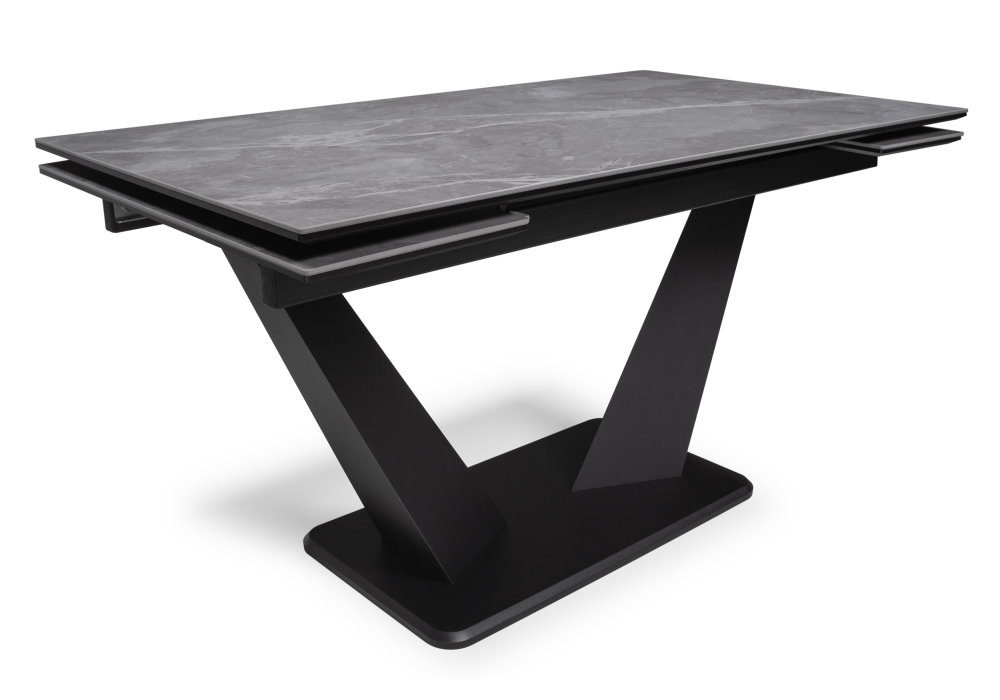 стол кухонный Woodville Кели, 140х80х76 см, серый мрамор/черный
