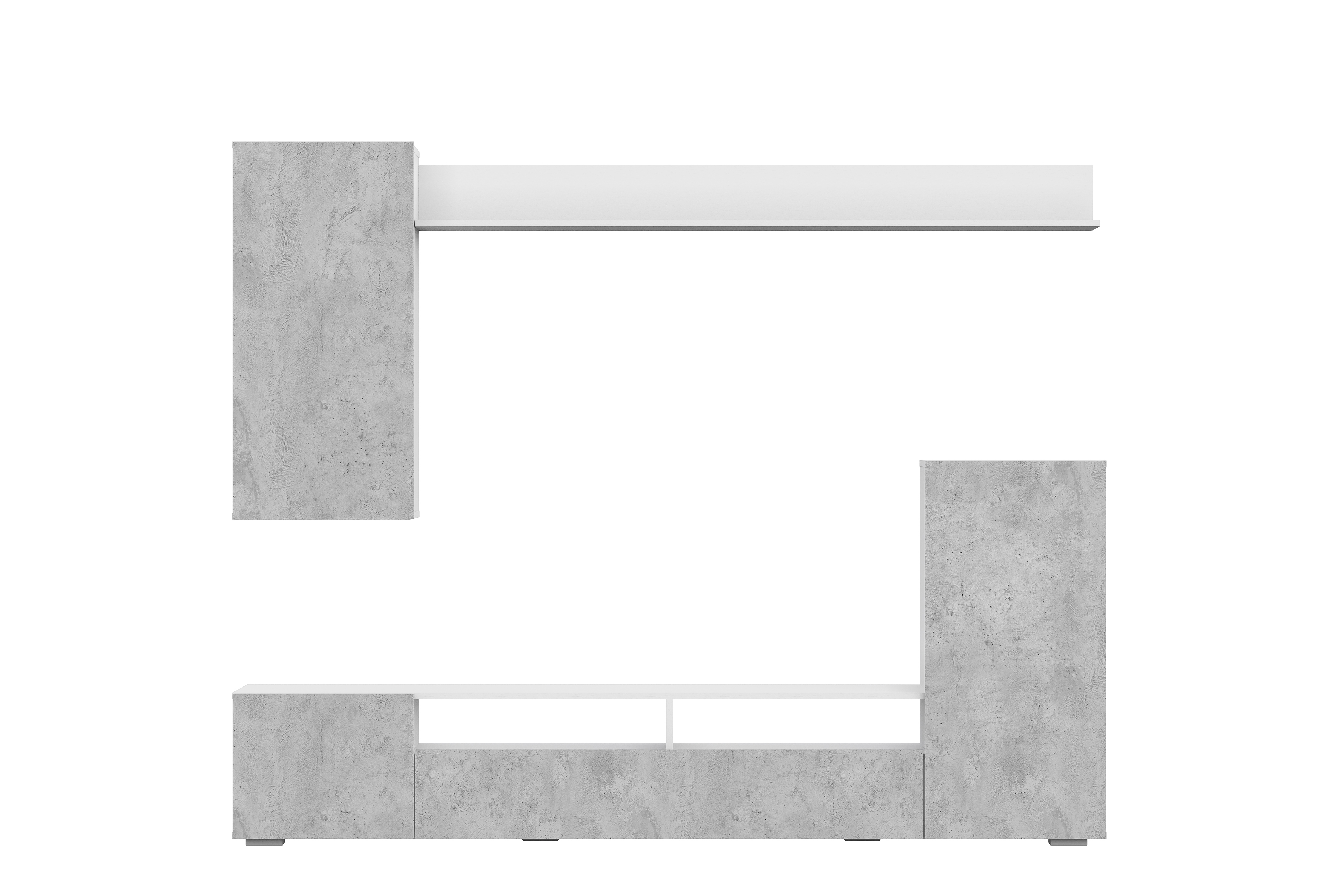Стенка для гостиной прямая Mebwill МГС 4 170х35х213, белый/цемент