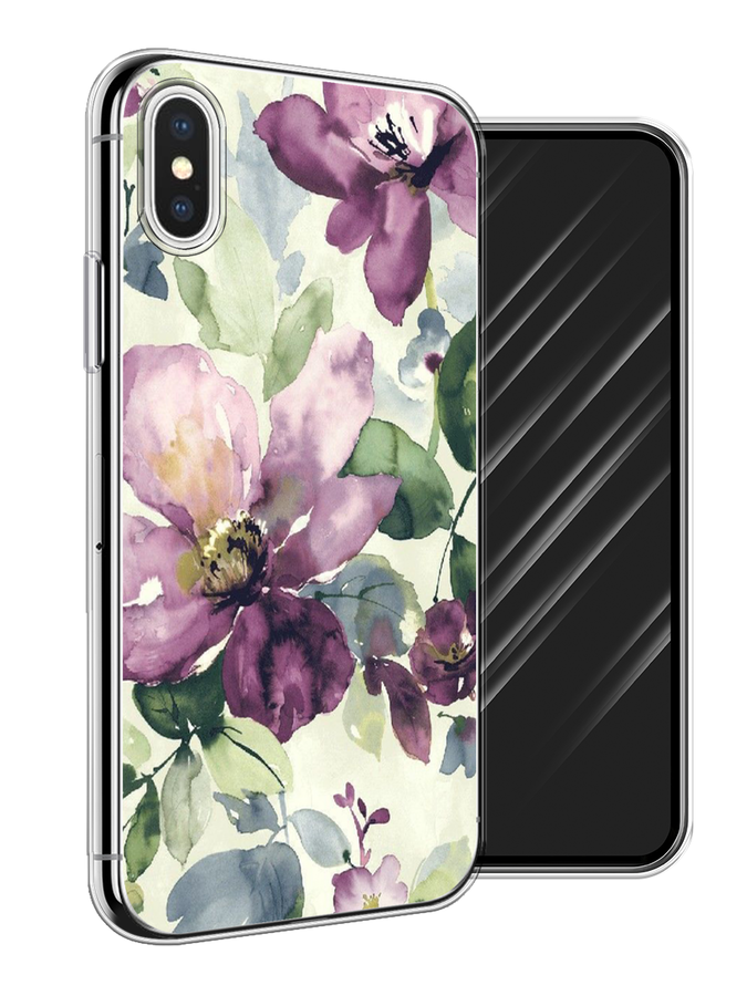 Чехол Awog на Apple iPhone XS (10S) / Айфон XS (10S) "Сиреневые цветы-акварель"