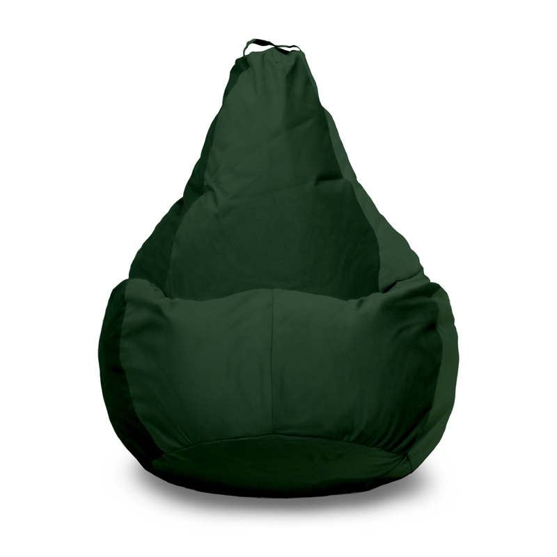 Кресло-мешок PUFON Груша XXL, микровелюр, темно-зеленый