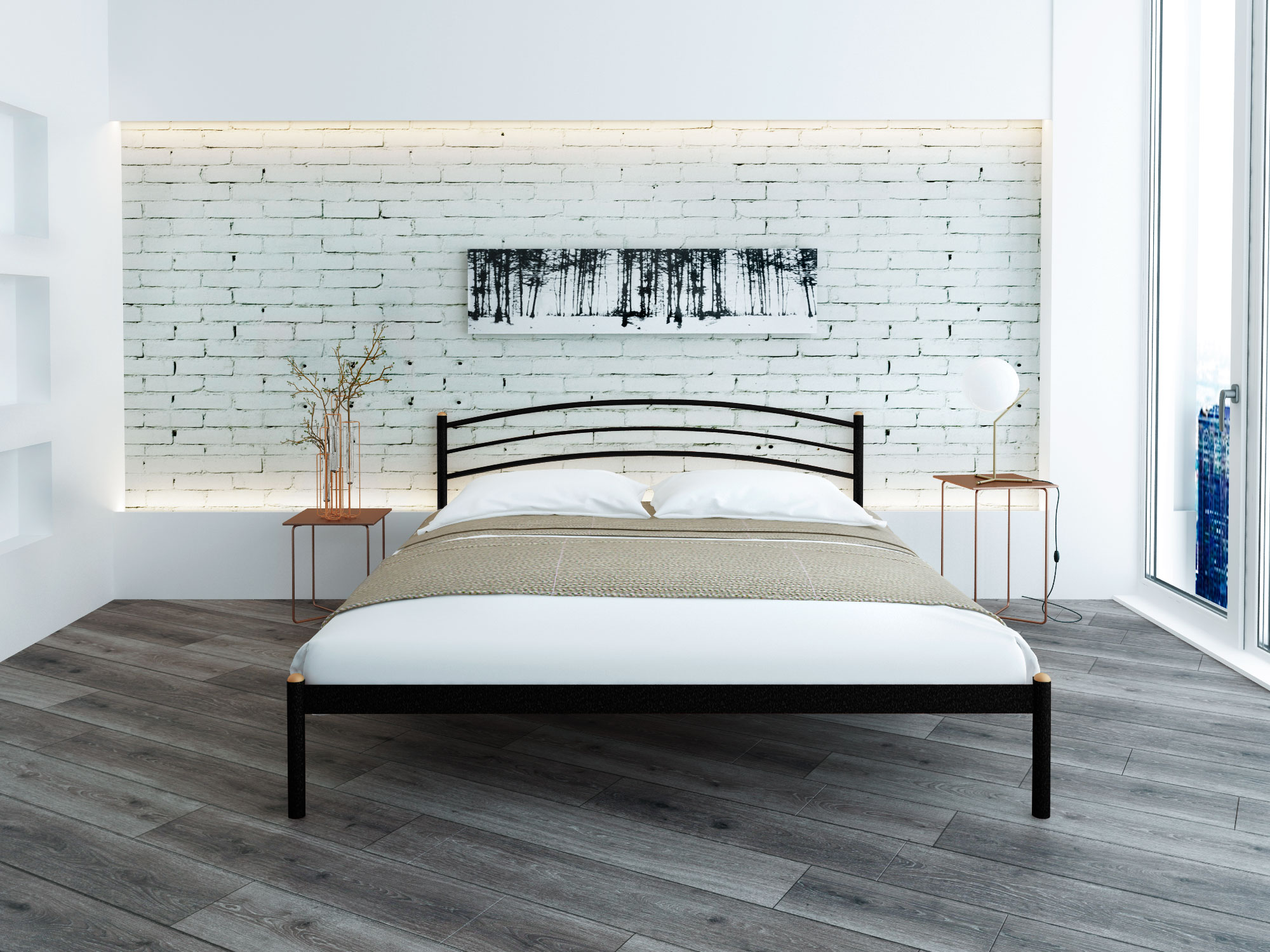 Металлическая полутороспальная кровать Alitte Benita 140х200 см черный