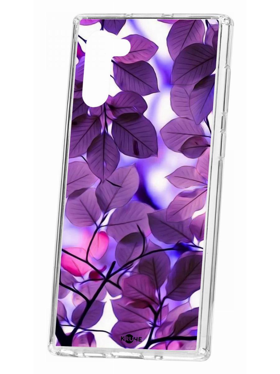 Чехол на Samsung Galaxy Note 10 с принтом Kruche Print Purple leaves,противоударный бампер