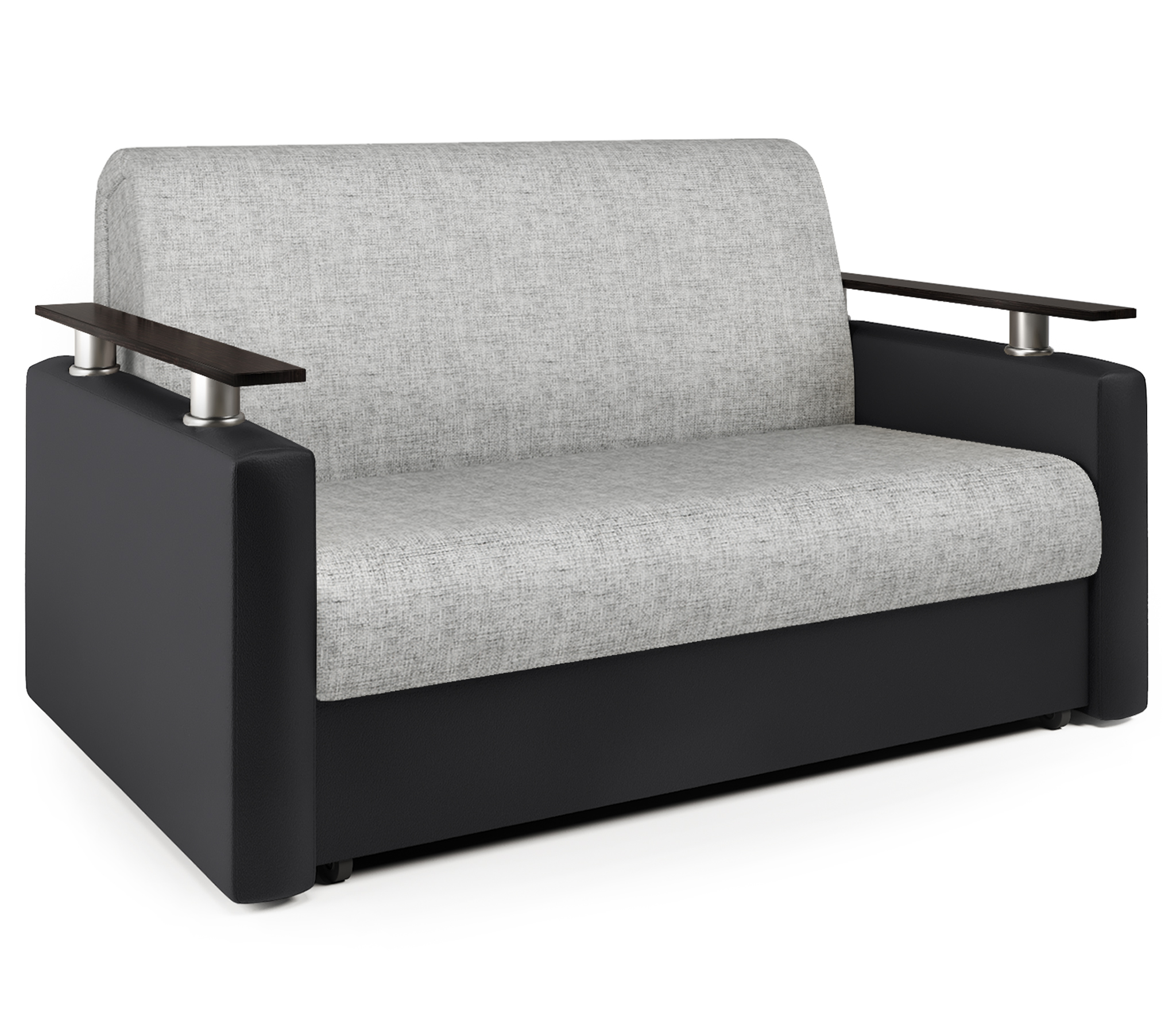 Диван-кровать Шарм-Дизайн Шарм 120 экокожа черная и серый шенилл