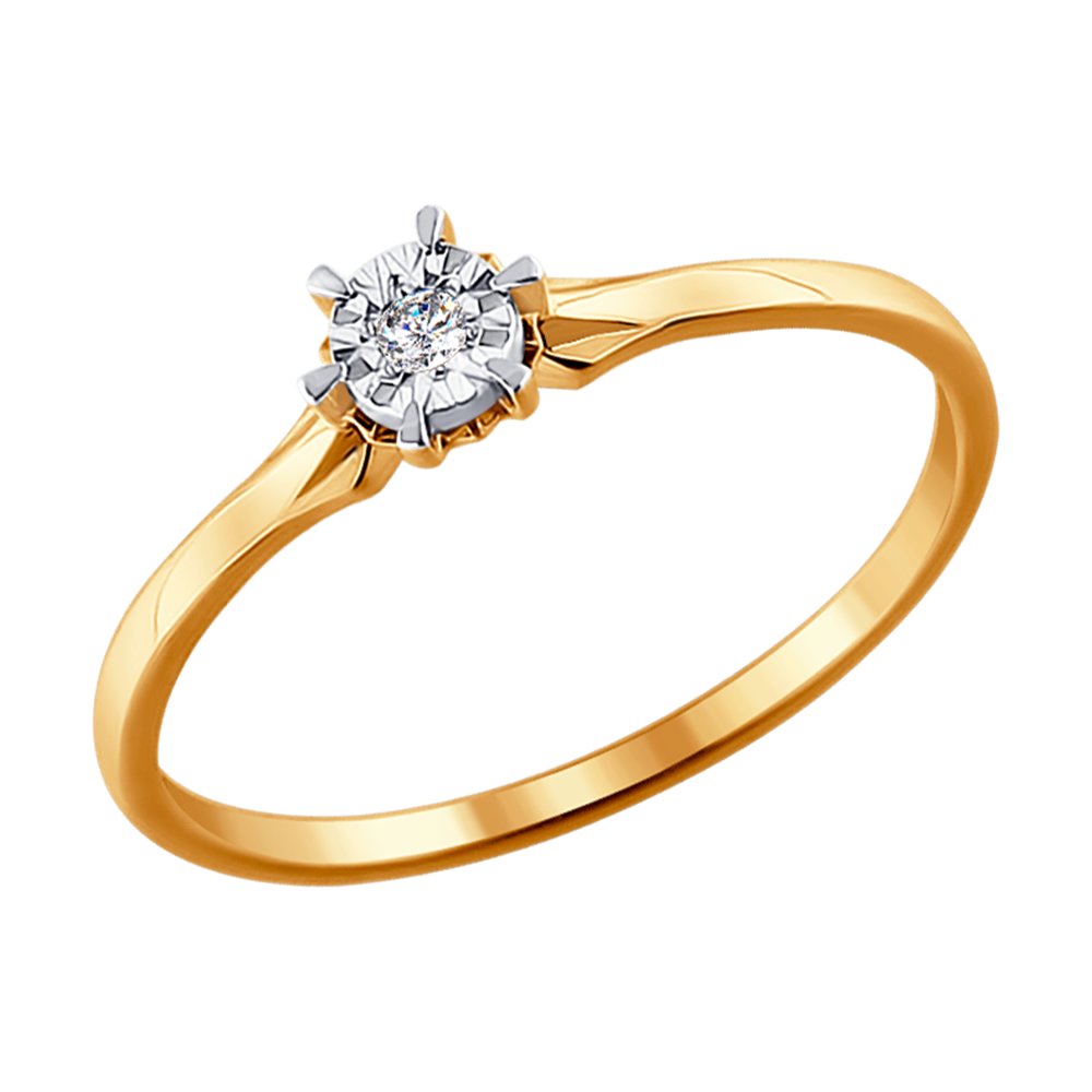 Кольцо помолвочное из желтого золота с бриллиантом р. 17 SOKOLOV Diamonds 1011395