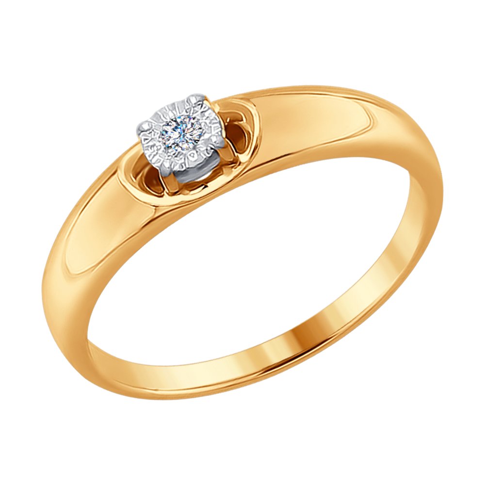 Кольцо помолвочное из комбинированного золота р. 16,5 SOKOLOV Diamonds 1011627, бриллиант