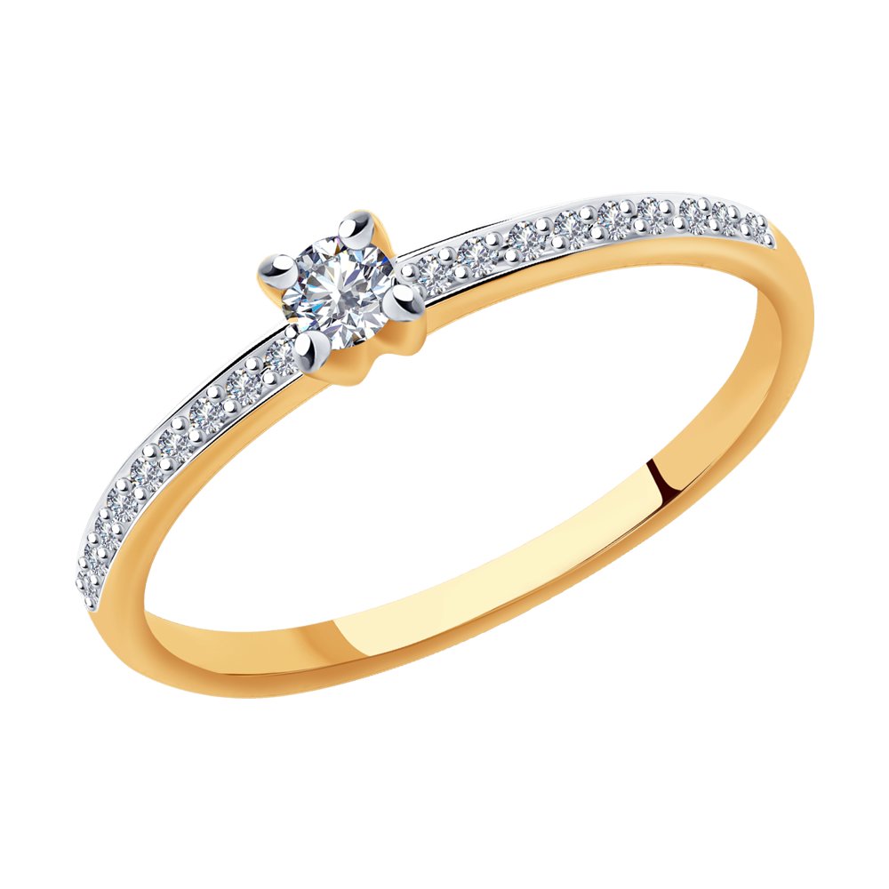Кольцо помолвочное из желтого золота р. 17 SOKOLOV Diamonds 1011914, бриллиант