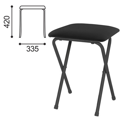 Табурет складной РС01-02, черный каркас, кожзам черный