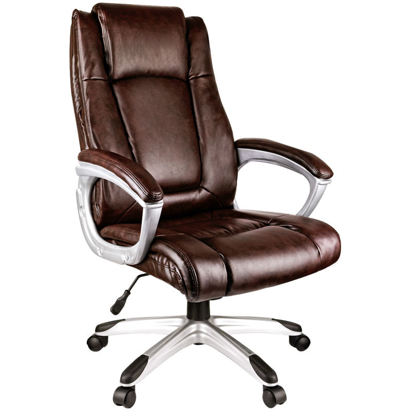 Кресло руководителя Helmi HL-E09. Capital, экокожа коричневая