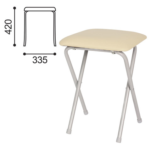 Табурет складной РС01-02, серебристый каркас, кожзам бежевый