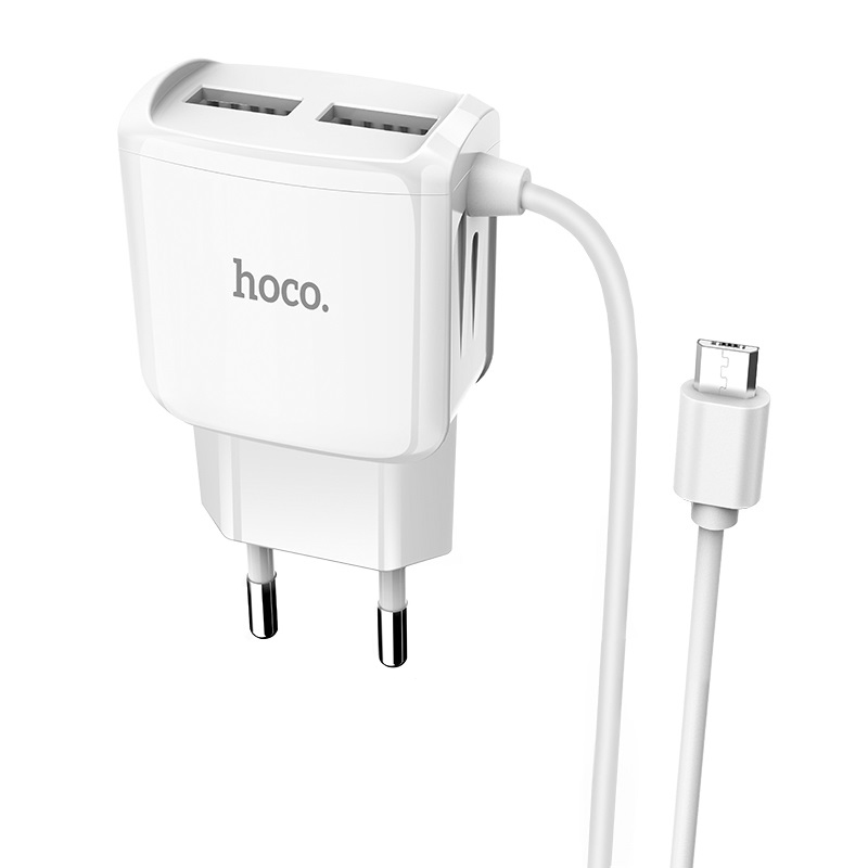 Сетевое зарядное устройство Hoco C59A, 2xUSB, 2,4 A, (УТ000023687) white