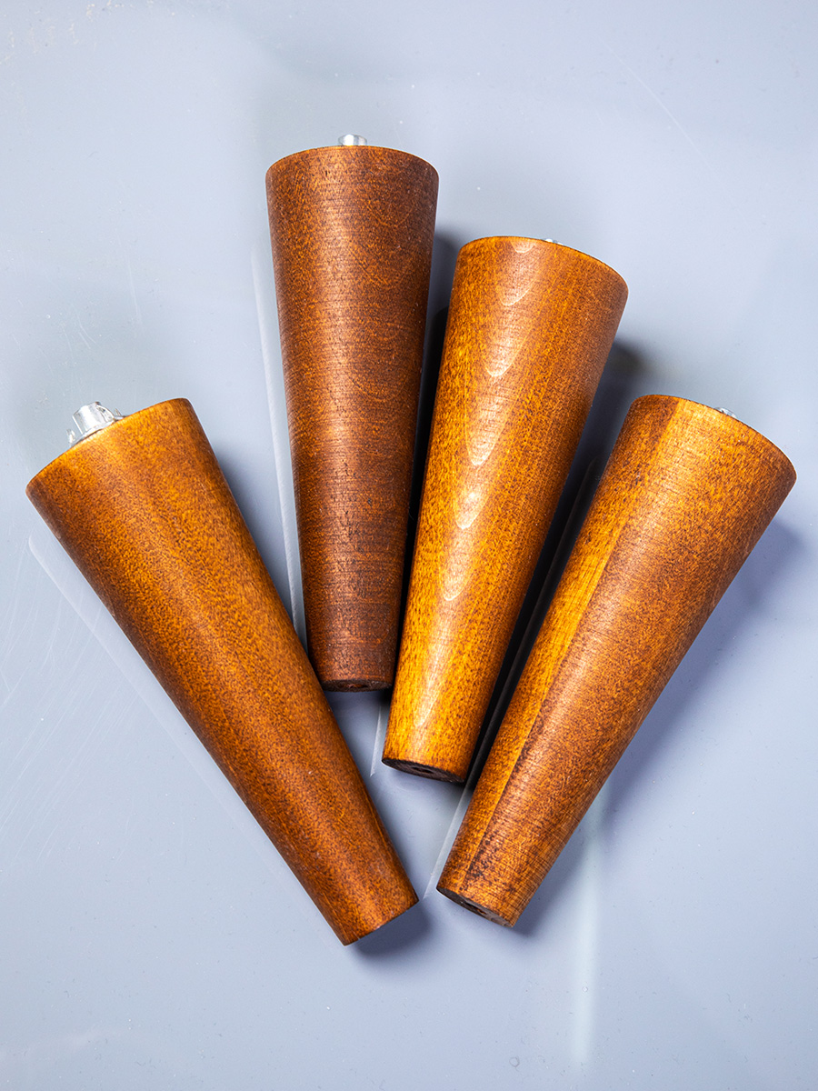 Конусные деревянные ножки Вудгрупп из березы 55х160 мм, комплект 4 шт, дуб коньячный