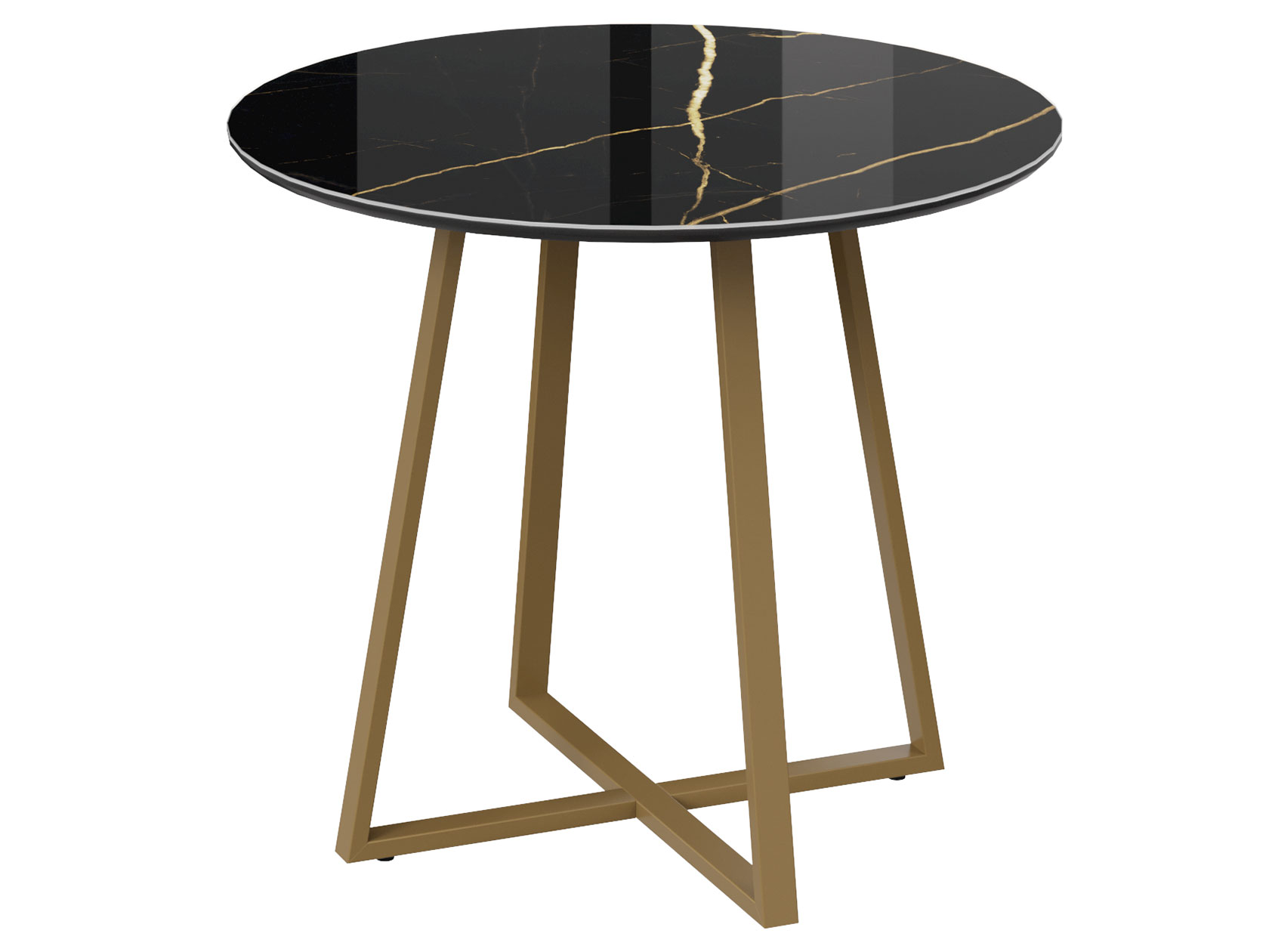 Кухонный стол ТриЯ Милан Тип 1 Золотой муар / Черный мрамор, стекло