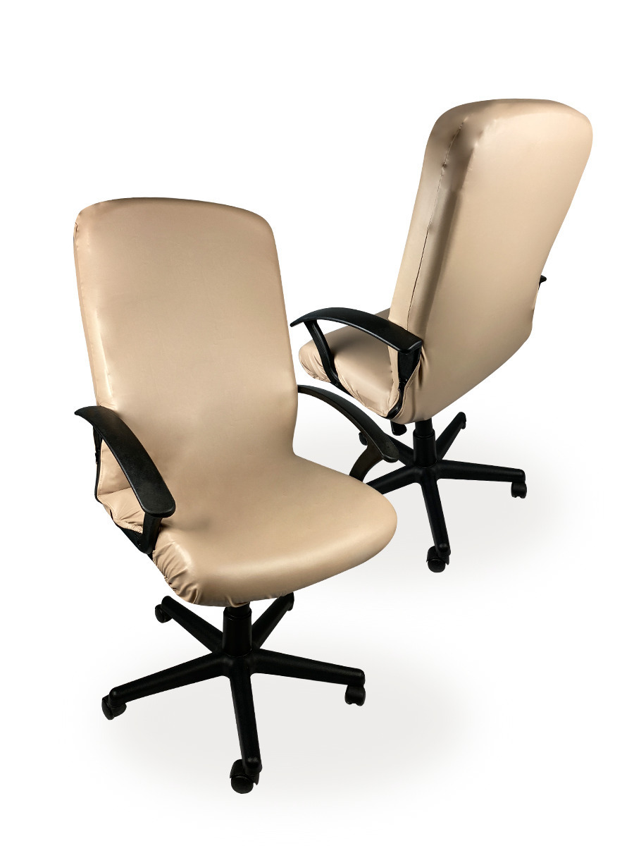 Чехол на мебель для компьютерного кресла ГЕЛЕОС 537Л, размер L, кожа, темно-бежевый