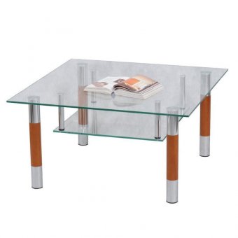 журнальный стол, стекло/дерево/металл, Кристалл - ПК (П), 1000х600х417 мм, хром, 1116