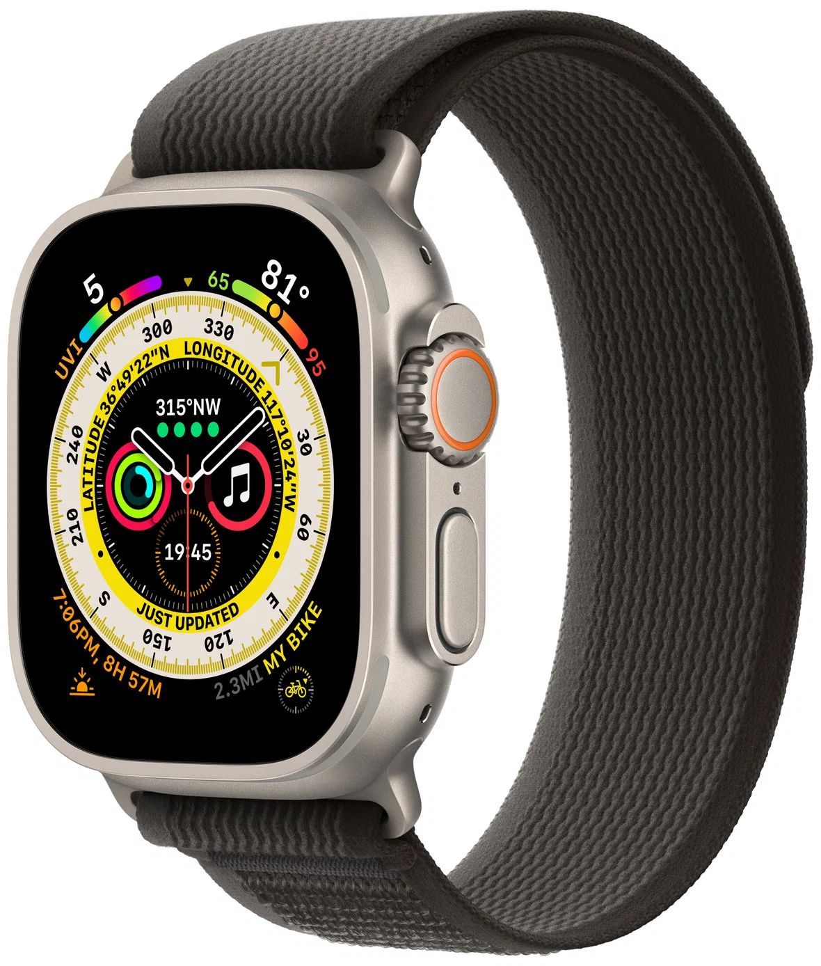 Смарт-часы Apple Watch Ultra 49 мм Titanium Case, титановый/черно-серый Trail Loop S/M