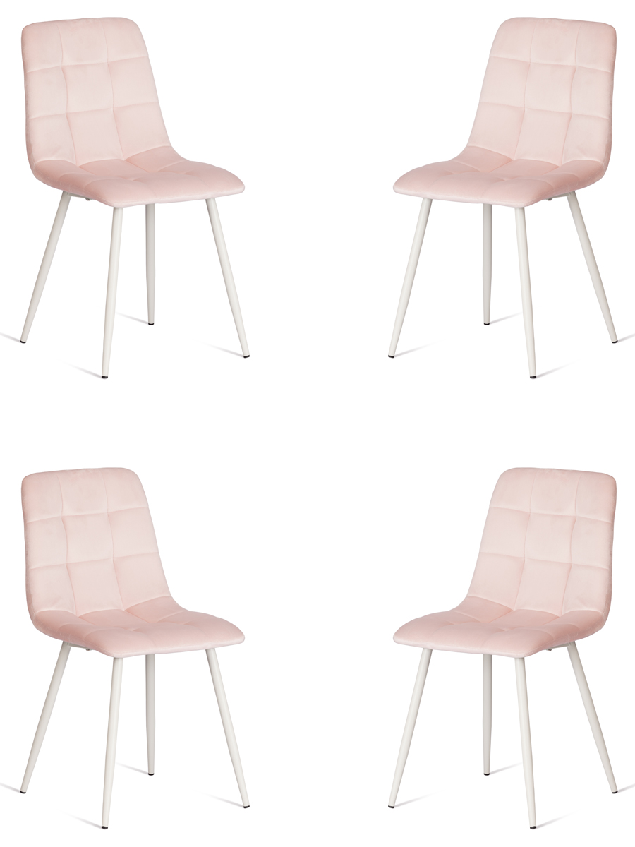 Комплект стульев для кухни TetChair CHILLY 4 шт, вельвет, розовый/белый