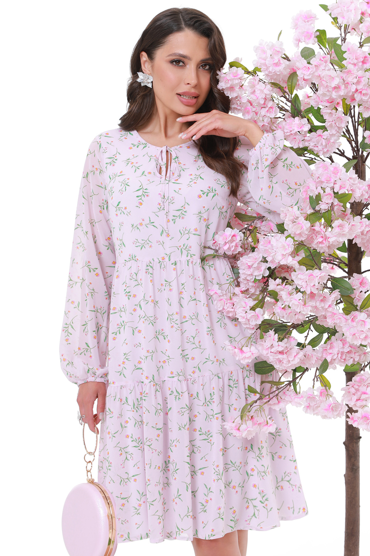 Платье женское DSTrend Воздушный образ розовое 54 RU