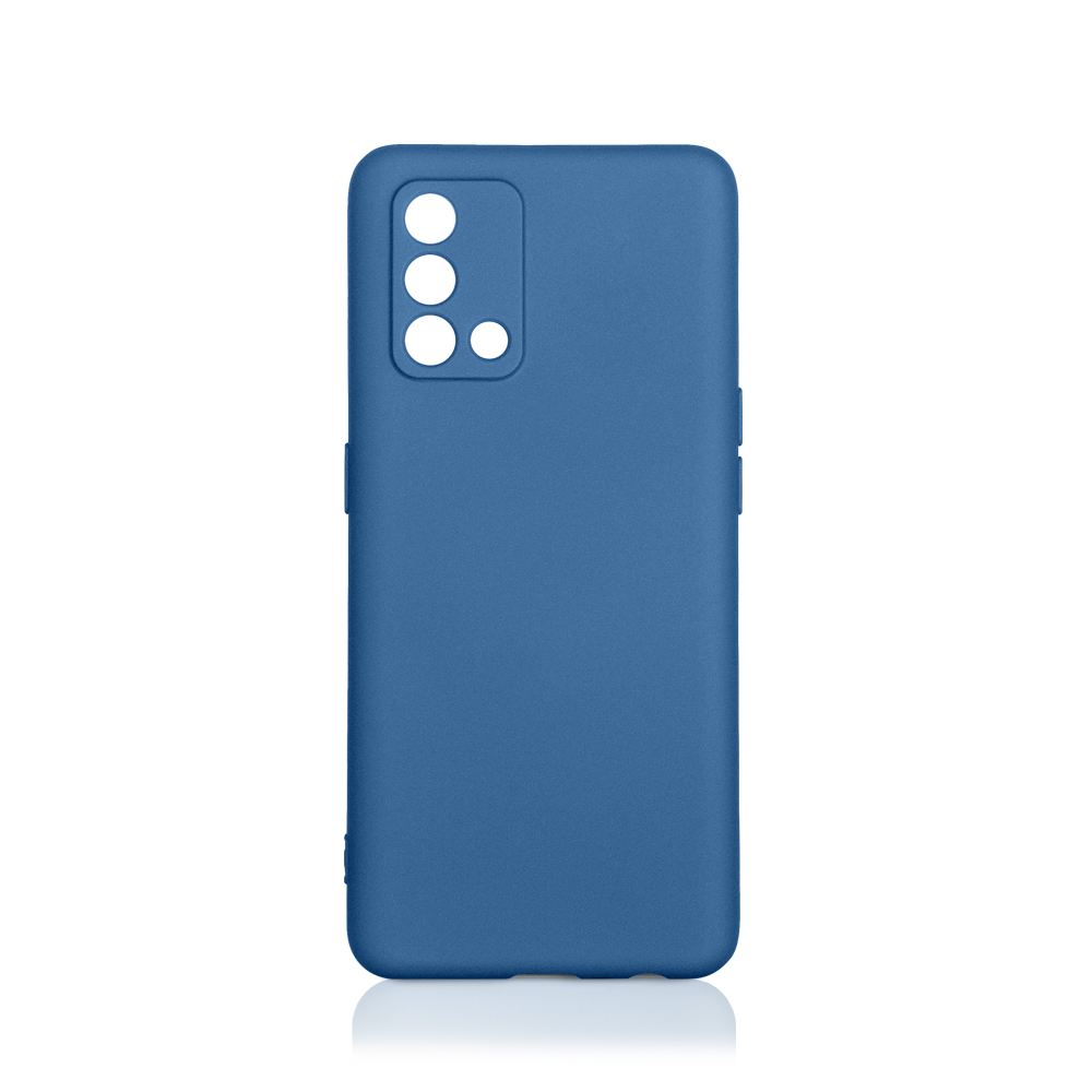 Чехол DF для Oppo A74 (4G), синий силикон с микрофиброй