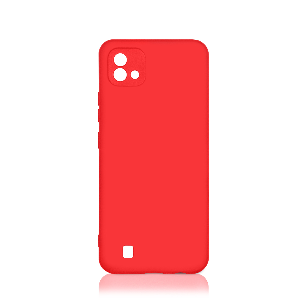 Чехол DF для Realme C20/C11 (2021), красный силикон с м/ф