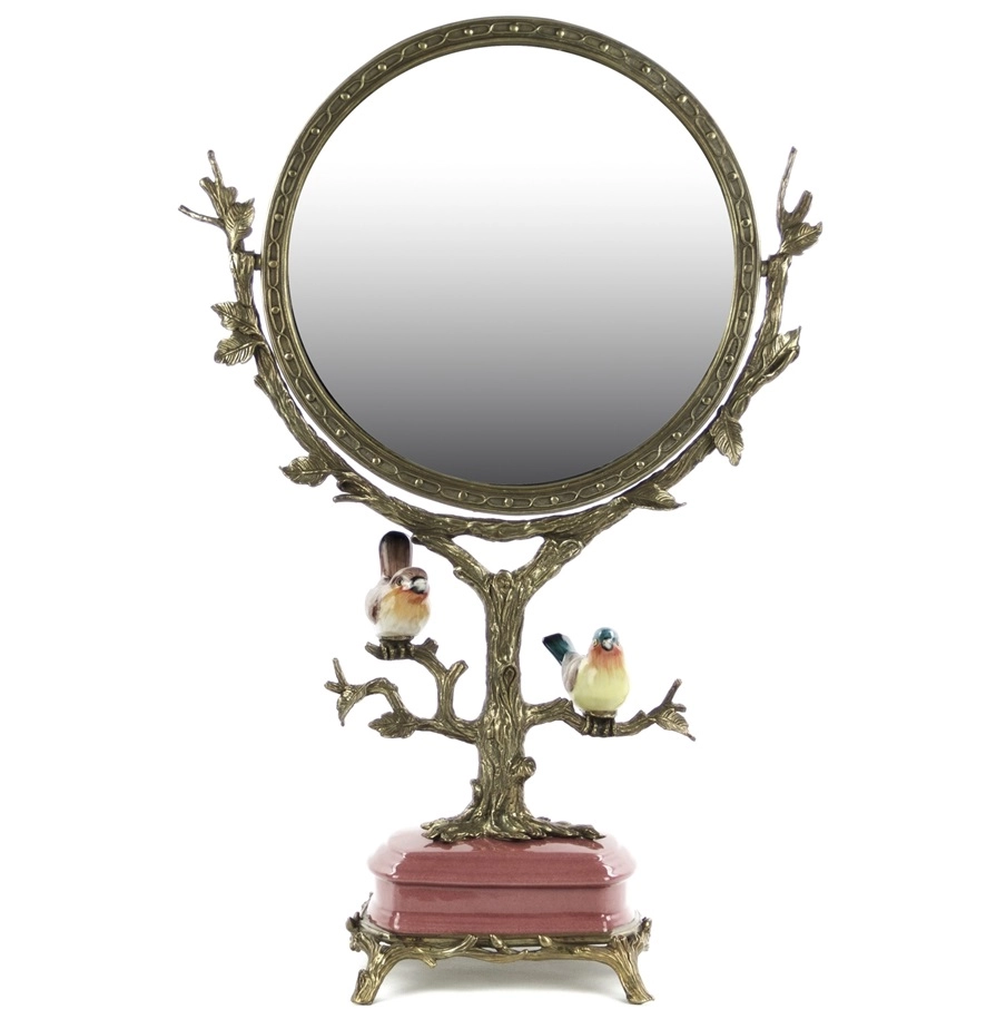 Зеркало интерьерное настольное Glasar с птицами 37 x 56 см