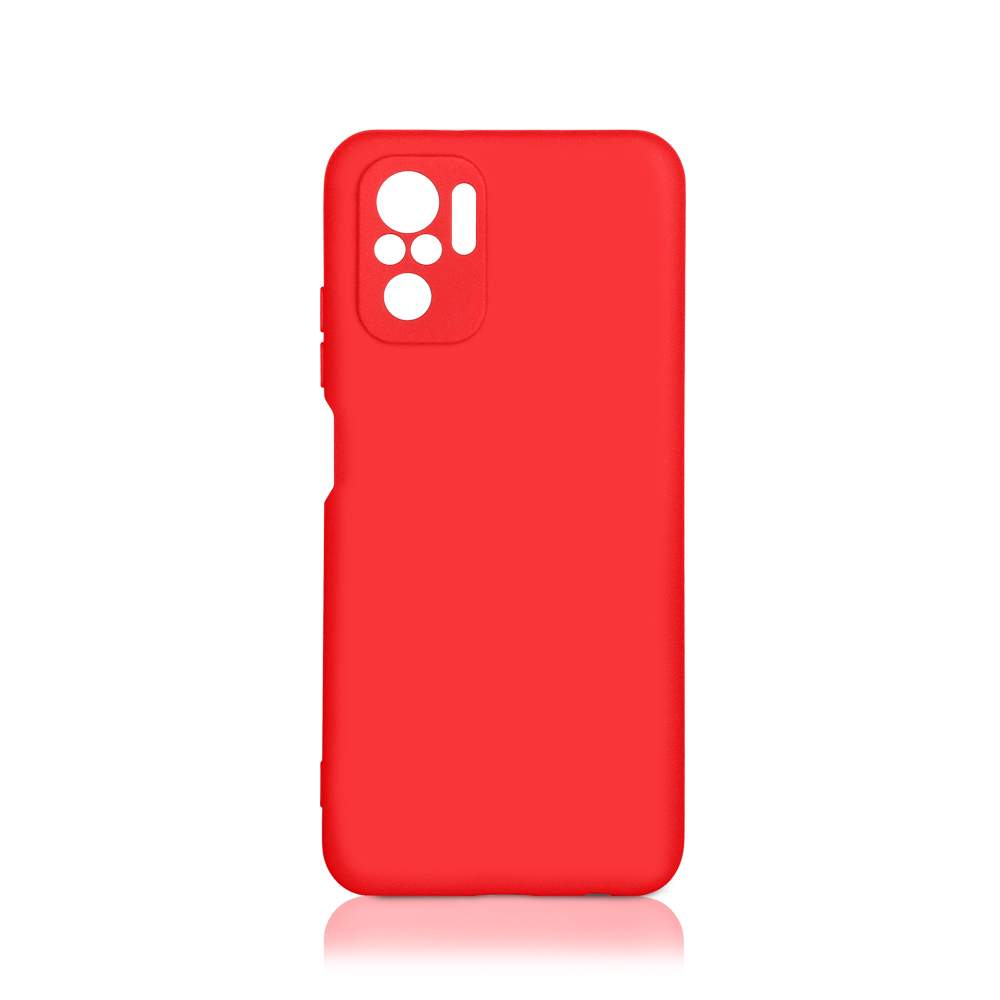 Чехол DF для Xiaomi Redmi Note 10/10S, красн.силикон с мф