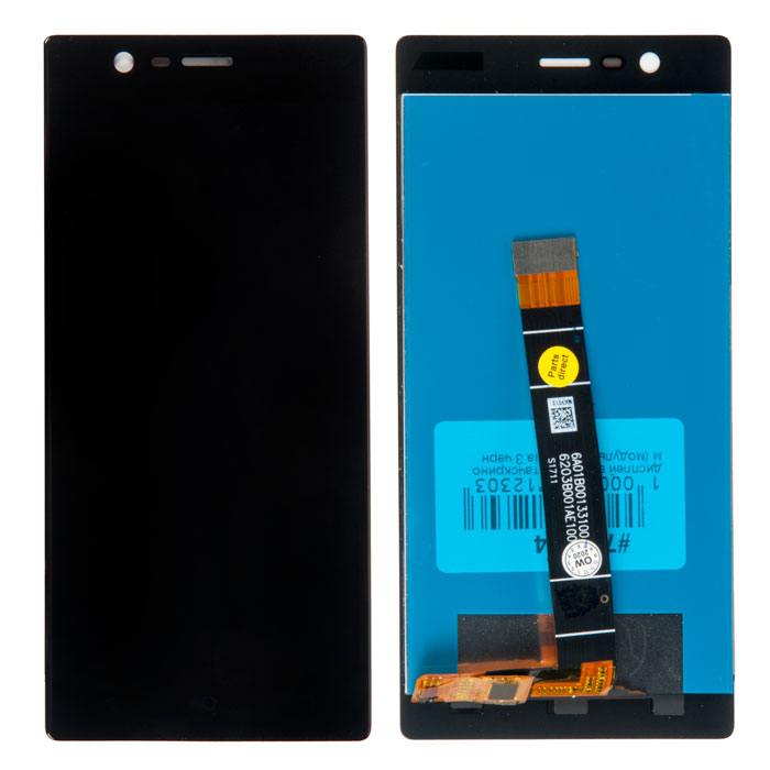 Дисплей Rocknparts с тачскрином для Nokia 3 черный
