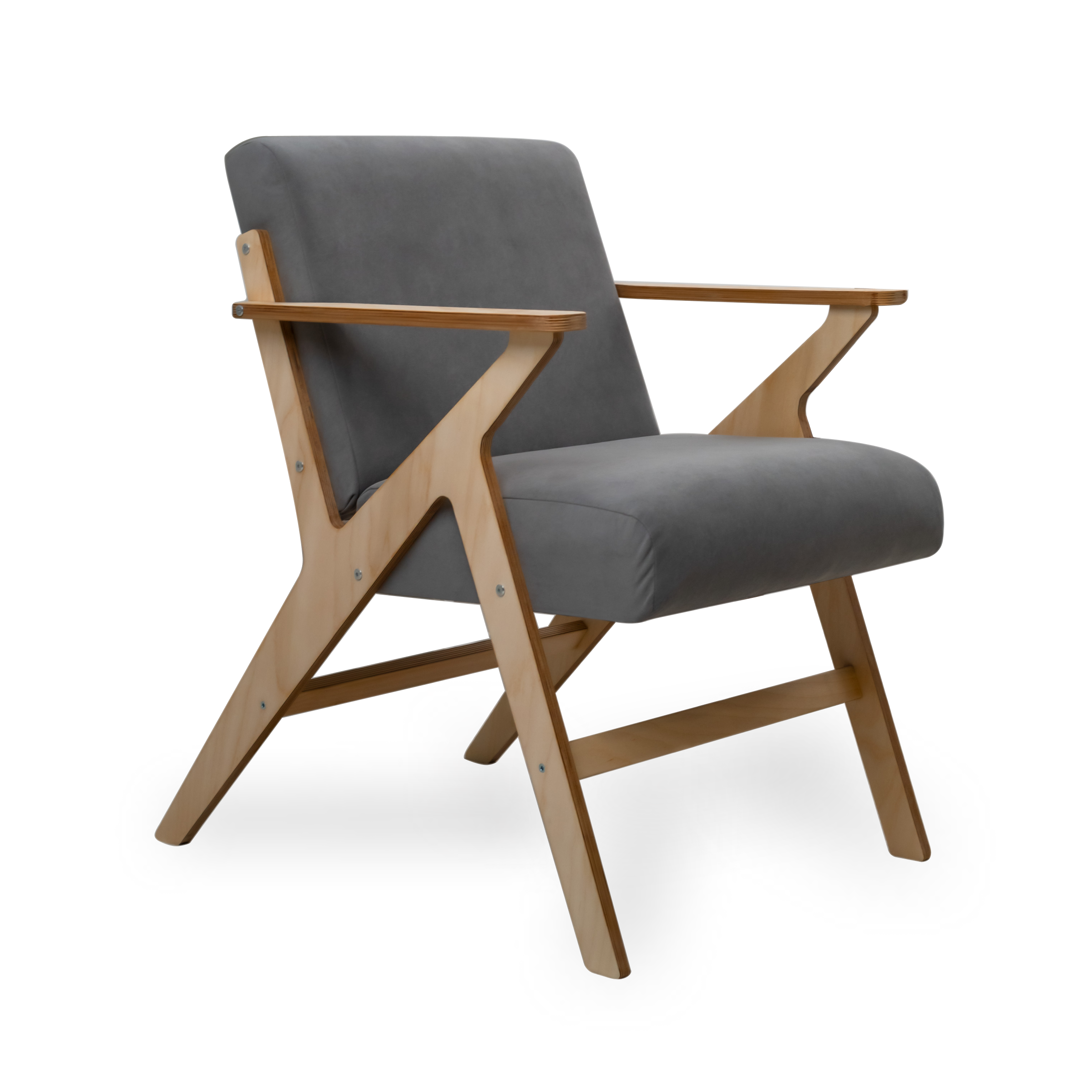 Кресло для отдыха Axioma.woodshop Винтаж 2, светлый дуб/серый
