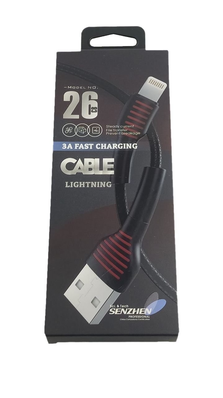 Кабель USB - Lightning Senzhen CB26 1 м белый, синий, черный